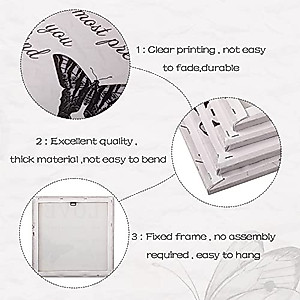 4 Pcs Inspirational Quotes Butterfly Wall Art Faith Love Dreams Believe Canvas Wall Decor Grey Butterfly Canvas Bathroom Decor Motivational Wall Pictures for Living Room Decor Bedroom, 12 x 12 Inches