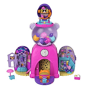 Polly Pocket Travel Toy, Gumball Bear Playset with 2 Micro Dolls & 26 Surprise Accessories, Animal Toy Compact