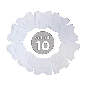 Neat Solutions 2-Ply Knit Terry Solid Color Feeder Bibs in White - 10 Count(Pack of 1)