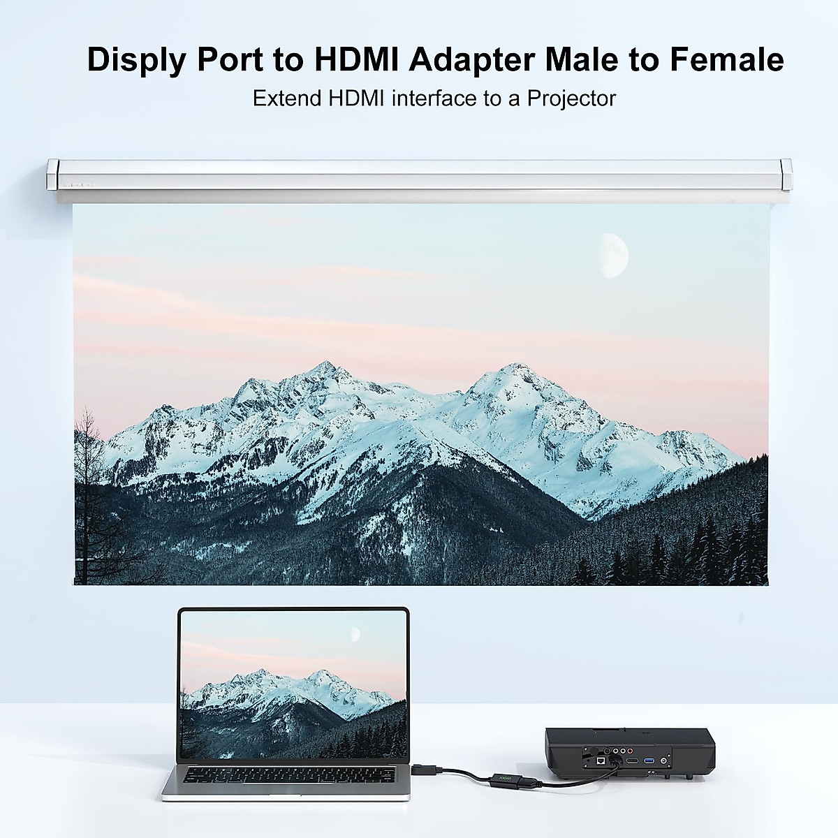 DisplayPort (DP) to HDMI Adapter Cable, Display Port to HDMI Adapter Converter Male to Female Connector 1080P for Computer, Desktop, Laptop, PC, Monitor, Projector, HDTV-Black