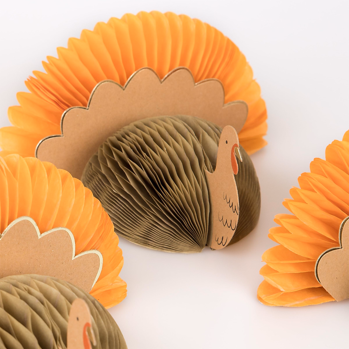 Meri Meri Turkey Place Cards (Pack of 8), 6" x 3" x 4.375" Thanksgiving Place Cards, Reusable Thanksgiving Table Decor