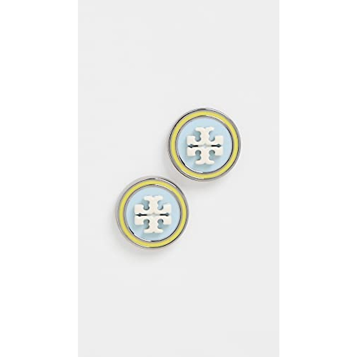 Tory Burch Women's Kira Enamel Circle-Stud Earrings, Shiny Hem/Starlight/New Ivory, Blue, One Size
