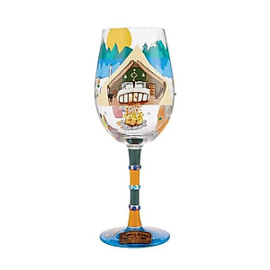 Enesco Designs by Lolita Glamping Hand-Painted Artisan Wine Glass, 15 Ounce, Multicolor