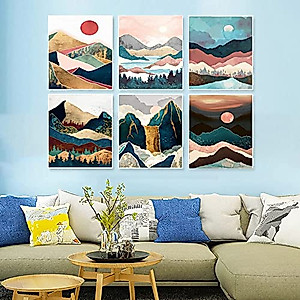 LFMU 6 Pack Diamond Painting Kits for Adults,Full Round Drill Diamond Painting Abstract Landscapes DIY 5D Diamond Art Craft for Home Wall Decor Gift (12x16inch) DP