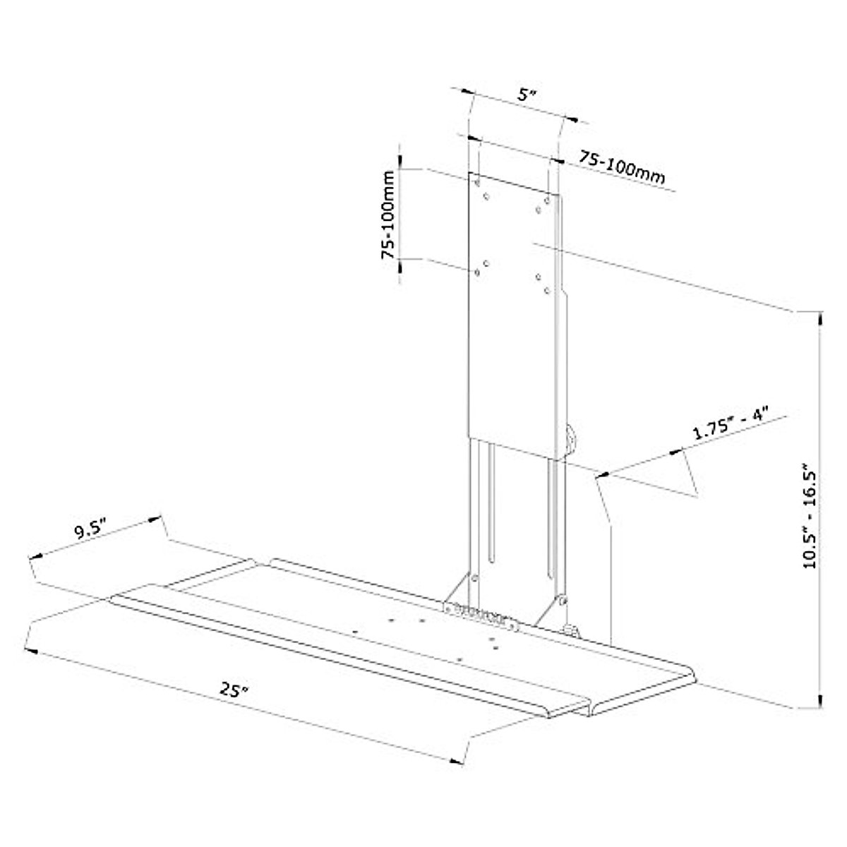 VIVO Computer Keyboard and Mouse Platform Tray, Adjustable VESA Mount Attachment, MOUNT-KB02