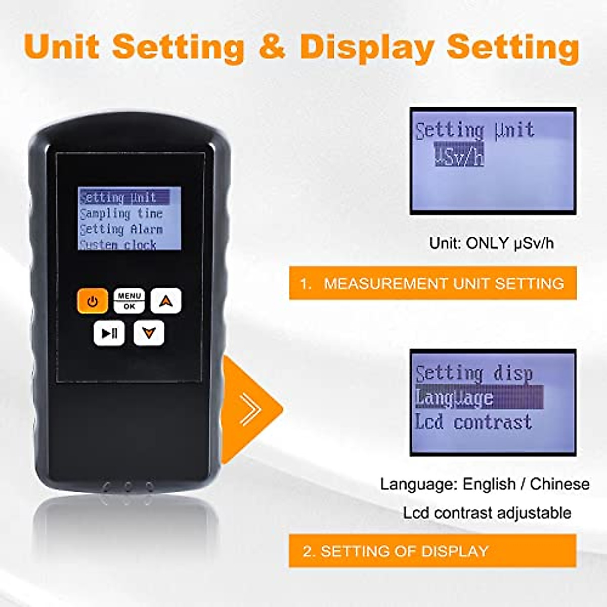 ZWJABYY Geiger Counter,Household Laboratory Hospital Handheld Nuclear Radiation Detector Radiation Dose Alarm,Portable Dosimeter Monitor High Sensitivity Accuracy