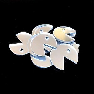 Super Cool Creations Pac Man Shaped Crafting Mirrors, Set of 10, Many Colours, Shatterproof Acrylic, Red, Pack of 10 x 5cm