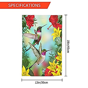Hummingbirds Flowers Floral Birds Leaves Garden Flag Banner Double Sided Welcome Flags for Party Christmas Festival Outdoor Decor 12 x 18 Inch