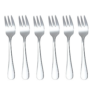 6 PCS Cake Forks Essential Dessert Forks Stainless Steel Pastry Fork Set for Fruit Ice Cream Salad Steak Pizza Noodles(Sliver)