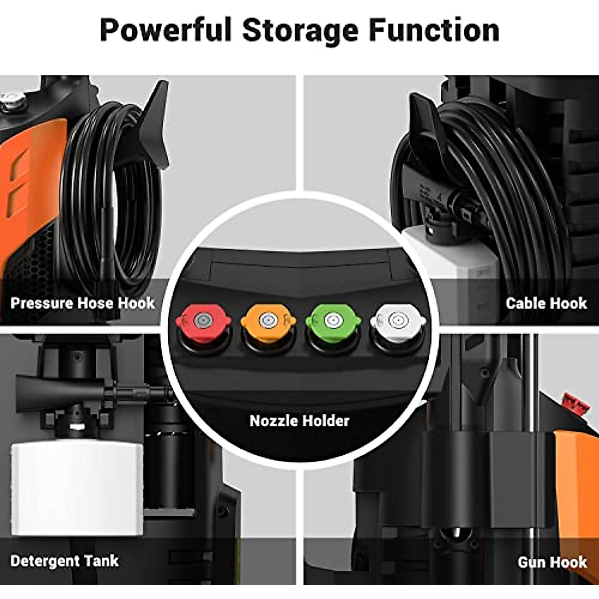 Rock&Rocker Upgraded 1750PSI Pressure Washer, 2.5GPM Portable Electric Power Washer with 360° Spinner Wheels, 4 Quick Connect Nozzles Foam Cannon for Car/Patio/Deck/Home Cleaning