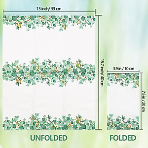 100 Pieces Eucalyptus Napkins 3 Ply Sage Green Paper Napkins Disposable Hand Towels Green Leaves Dinner Paper Decorative Guest Napkins Bathroom for Kitchen Cocktail Parties Bridal Shower