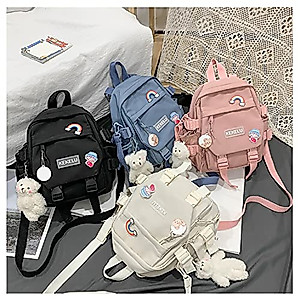 Meetmugum Kawaii Small Backpacks Lightweight Travel Bag Casual Daypack Cute Backpack With doll pendant for Girl Women