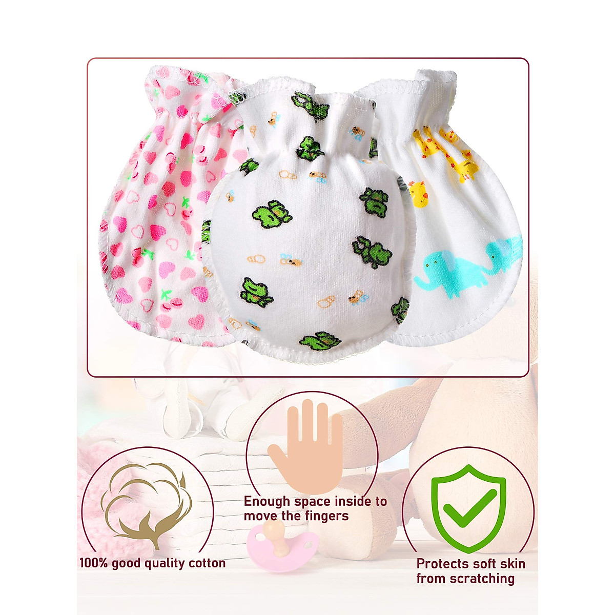 Syhood Newborn Baby Mittens No Scratch Unisex Baby Gloves for 0-6 Months Boys Girls(17 Pairs)