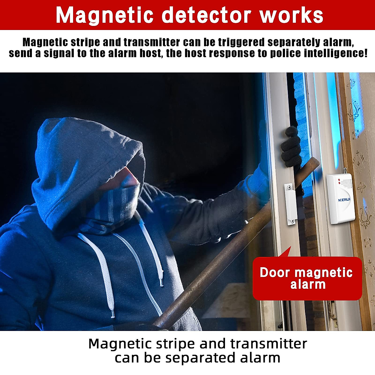 KERUI 433MHz Wireless Door/Window Magnetic Sensor for GSM Home Security Alarm Systems