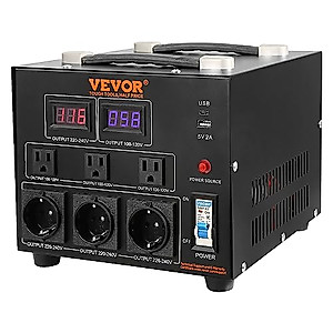 VEVOR Voltage Converter Transformer, 5000W, Heavy Duty Step Up/Down Transformer, Convert from 110 Volt to 220 Volt and from 220 Volt to 110 Volt, with US Outlet EU Outlet 5V USB Port, CE Certified