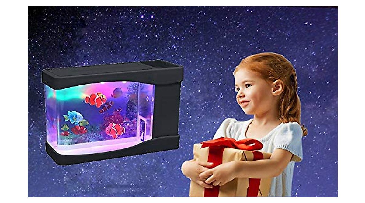 Lightahead Mini Aquarium with LED Fish - Tranquil Decor