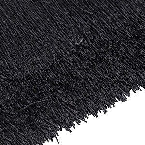 10 Yards Sewing Fringe Trim - Fringe Tassel 15cm Width for Skirt Wedding Dress Lamp Shade Decoration(Balck)