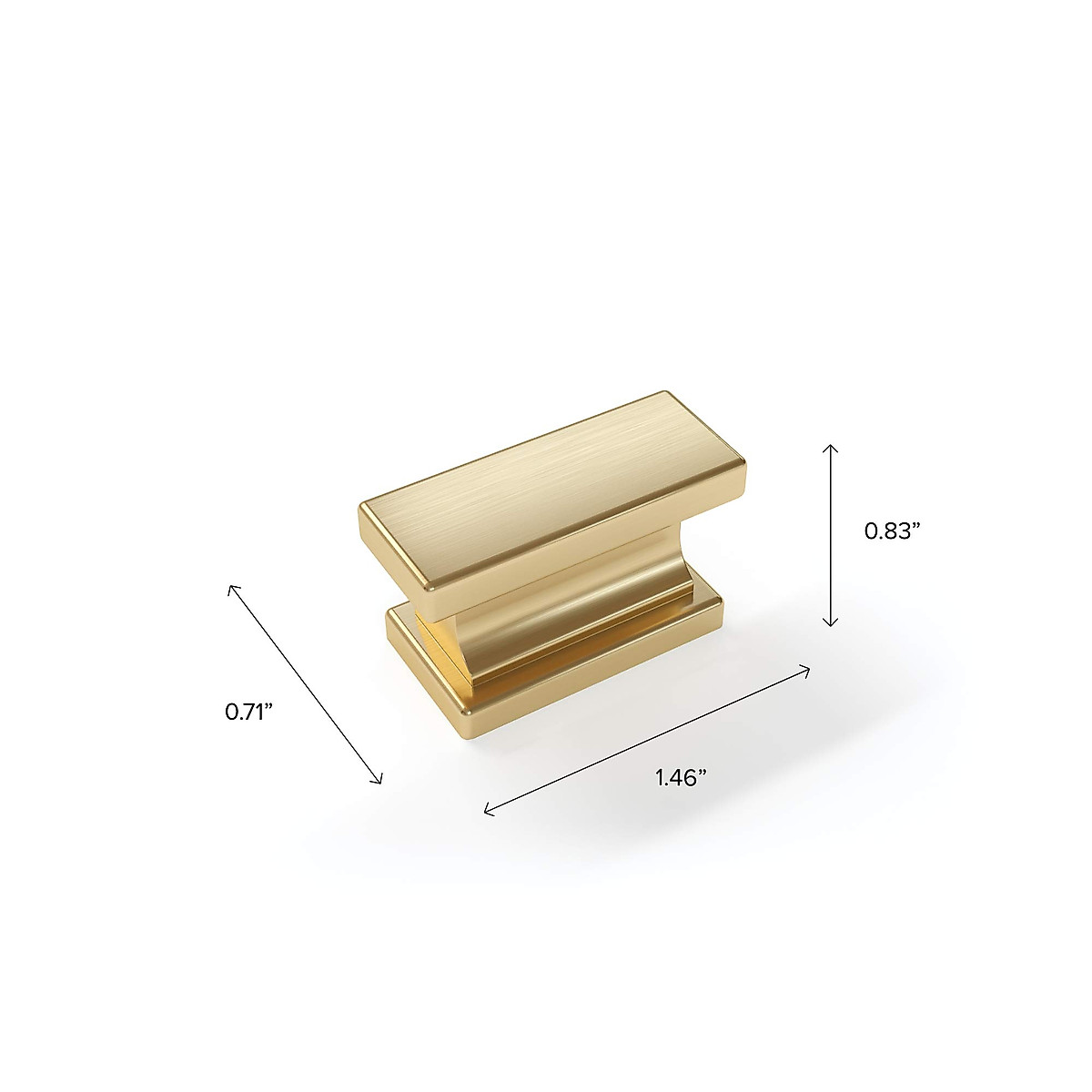 NewAge Products Home Cabinet Brushed Brass Contemporary Square Knob, Cabinet Pull Handles, 80242