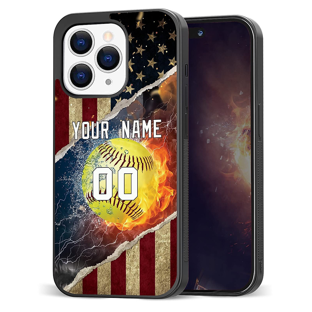 Customized Phone Cases Trendy Softball Name Number Protective Cover for iPhone Xr Xs 11 12 13 14 15 16 Pro Max Plus Mini for Samsung Galaxy S20 S21 S22 S23 S24 S25 Plus Ultra FE A03 14 15 25 53 54