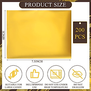 Tanlade 200 Pcs Chocolate Candy Wrappers Aluminum Foil Candy Bar Wrappers with Thick Paper Backing Foil Sheets for Food DIY Candies Wrapping Packing Gifts, 7.5 x 6 Inch (Gold)