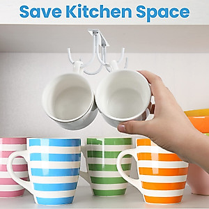 9 Pcs Mug Rack Under Cabinet Shelf 36 Hook Coffee Cup Holder Rustic Coffee Mug Holder Hanging Mug Organizer for Cabinet Drying Mug Hooks Under Cabinet Mug Hanger Utensil Display for Kitchen (White)