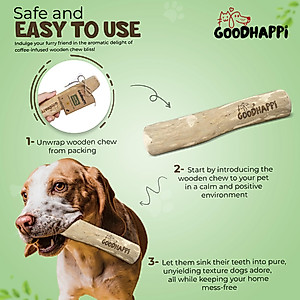 GOODHAPPI Natural Coffee Wood Dog Chew - Safe Wood Chews for Dogs, Perfect Chew Toys for Puppies 0-6 Months, Durable Coffee Stick Teething Toy for Puppies - Pack of 2 PCS