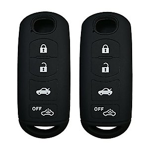 Coolbestda 2Pcs Rubber 4buttons Smart Key Fob Full Protector Remote Skin Cover Case Keyless Jacket for 2018 2017 Mazda CX-5 CX-7 CX-9 Mazda 3 6 MX-5 Miata Toyota Yaris Black