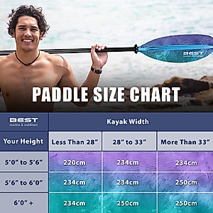 Best Marine and Outdoors Kayak Paddle, Carbon Fiber Shaft & Fiberglass Reinforced Polypropylene Blades, 220cm, 234cm, 250cm, Lightweight Kayak Paddles for Adults, Kayak Oar & Accessories