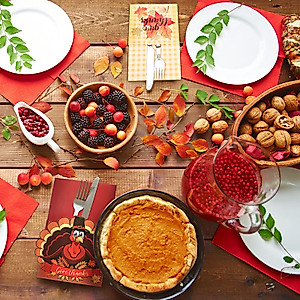 36 Pieces Thanksgiving Utensil Cutlery Holders Cutlery Wraps Bag with Maple Leaf and Turkey Give Thanks Cutlery Pouch Holder Silverware Pouch Bags for Fall Harvest Party Supplies Thanksgiving Decor