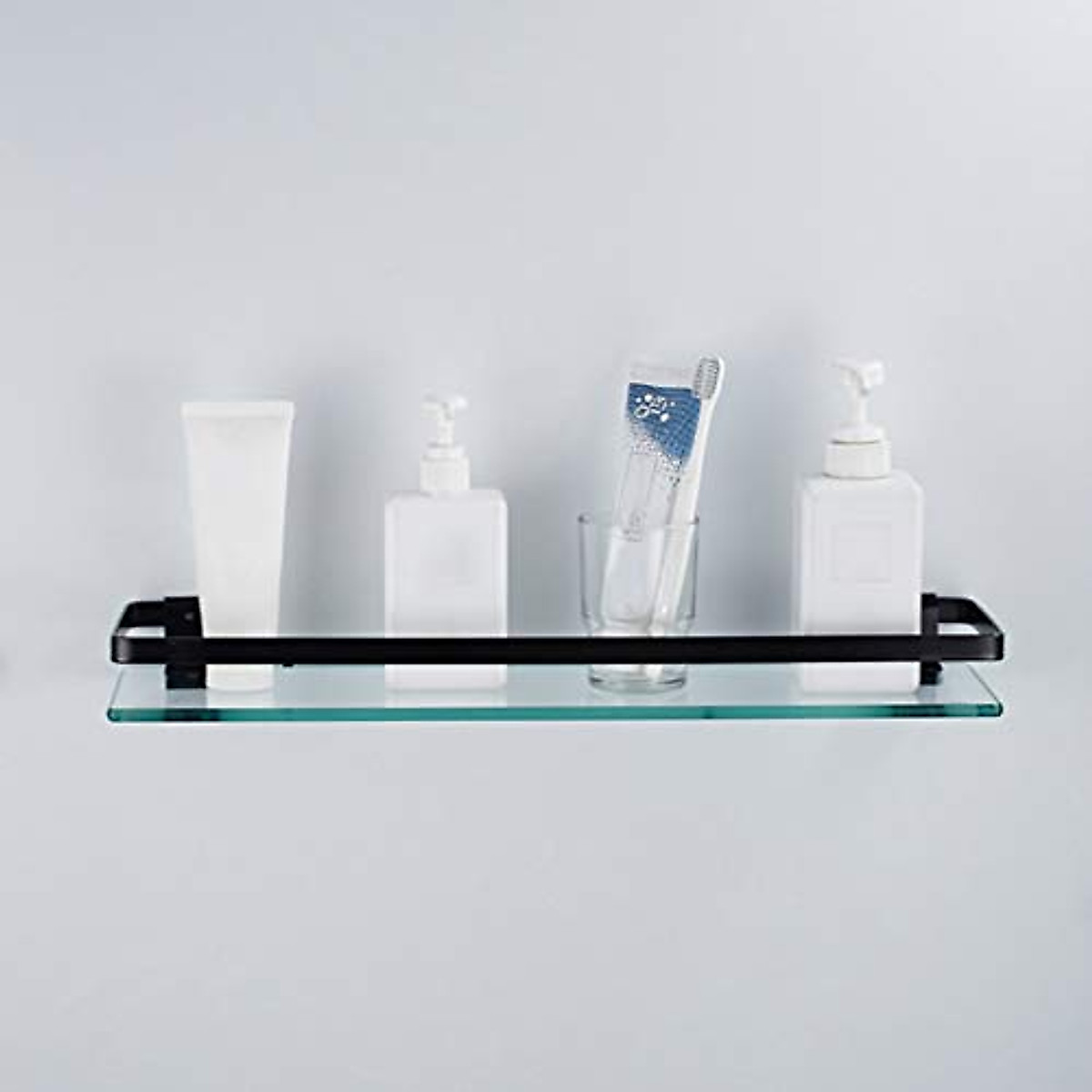 Cabilock Bathroom Glass Shelf Floating Wall Mounted Shower Organizer Cosmetic Toiletries Storage Holder for Kitchen Bathroom