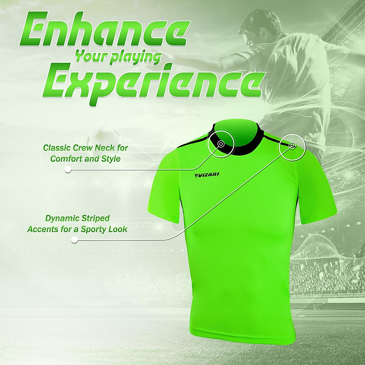 Vizari Velez Jersey for Men and Women | 100% Polyester Adult Soccer Goalie Jersey for Exceptional Performance Neon Green