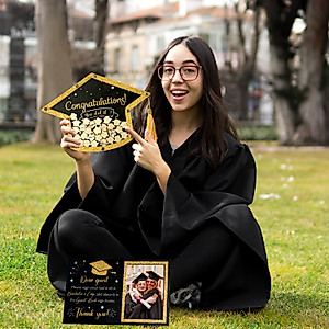 Huaerle Graduation Guest Book, Congrats Graduation Guest Book with 66 Wooden Grad Cap, 2024 Graduation Party Sign in Reception Alternative, Class of 2024 Picture Frame Congrats Graduation Party Decor