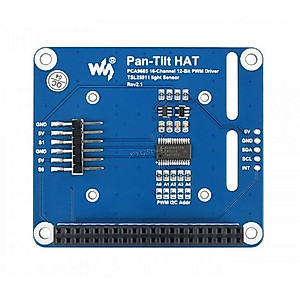 2-DOF Pan-Tilt HAT Onboard PCA9685 PWM Chip TSL25911FN Light Sensor Control Camera Movement Sense Light Intensity Via I2C Interface for Raspberry Pi 4 3 2 Model B+ B Zero W WH Jetson Nano @XYGStudy