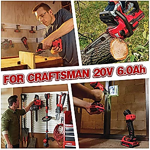 CMCB205 20V 6000mAh Battery Replacement for Craftsman 20V Battery CMCB204 CMCB202 CMCB201 CMCS500B CMCD700C1 Cordless Tool (Only for Craftsman 20V Max V20 Series)