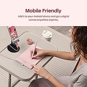 2023 HUION Inspiroy 2 Small Drawing Tablet with Scroll Wheel 6 Customized Keys Battery-Free Stylus for Digital Art, Design, Sketch, 6x4inch Graphics Tablet Works with Mac, PC & Mobile, Pink