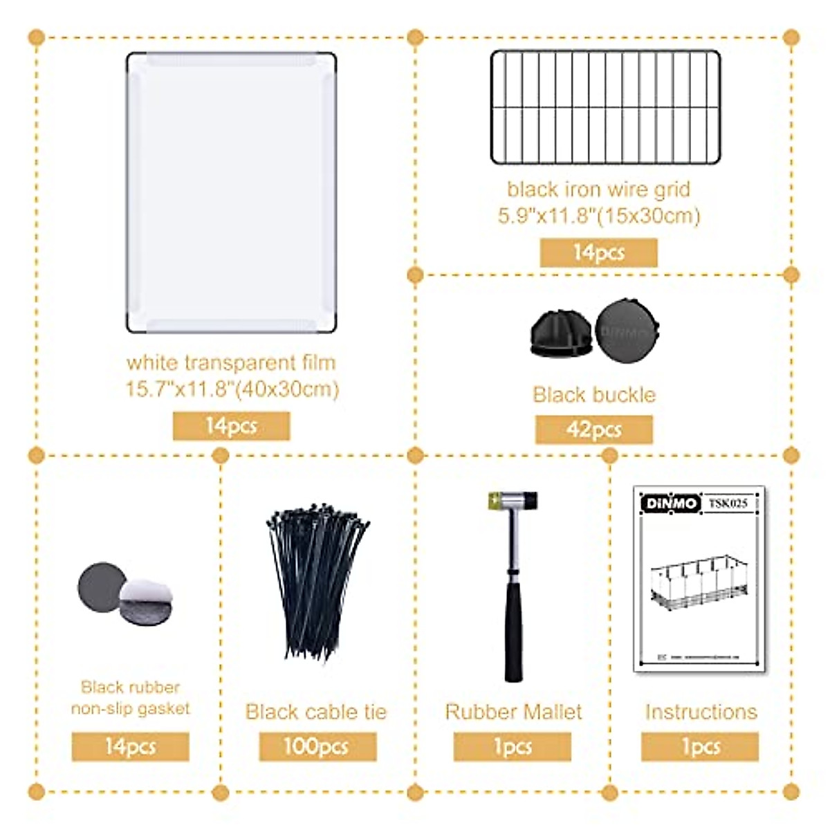 DINMO Rabbit Playpen, Guinea Pig Cages, Hamster Cages, Iron Net Bottom Design for Small Animal, Bunny, Ferret, Hedgehog, DIY, Expanded, Portable, Exercise Fence, 61.4 x 25.4 x 22.3 Inches