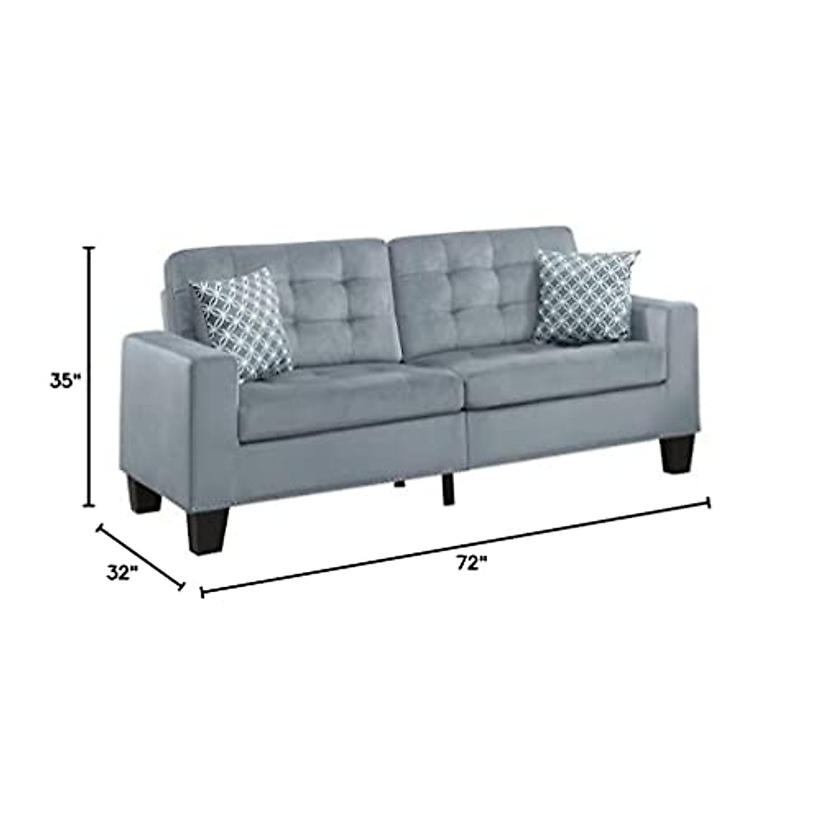 Homelegance Lantana 72" Fabric Sofa, Gray