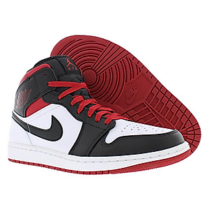 Jordan Mens Air 1 Mid Gym Red Black Toe - White/Gym Red-Black - Size 10.5