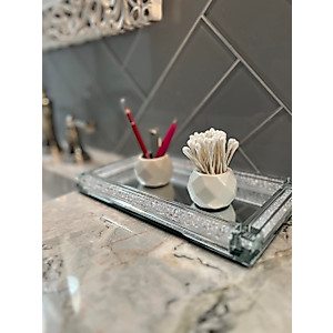 Home Haven Decorative Qtip Holder - Classic White Oval Design - Q Tip Holder for Bathroom, Floss Pick Holder, Flosser Holder, Q-tip Holder, Q Tips Holder, Qtips Holder, Adorable 2" Qtip Jar