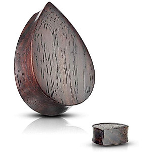 Covet Jewelry Organic Sono Wood Tear Drop Shape Double Flared Saddle Plug (3/4" (19mm))
