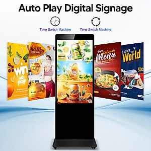 55" Digital Signage Displays Kiosk Android 11.0, Indoor LCD Advertising Displays 4K Non-Touchscreen Digital Kiosk, 4GB RAM & 64GB ROM, WiFi HDMI/USB/CMS System Auto Media Player