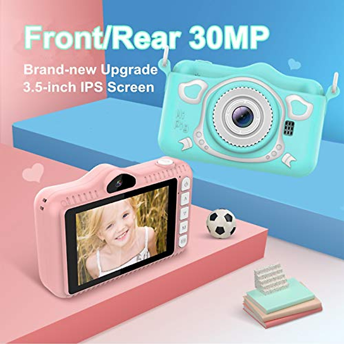 Niaviben Small Digital Camera for Kids Multi-Functions Digital Camera Toy 720p Hd Dual Lens 2.8-inch Screen Camera Gifts for Childrens Pink