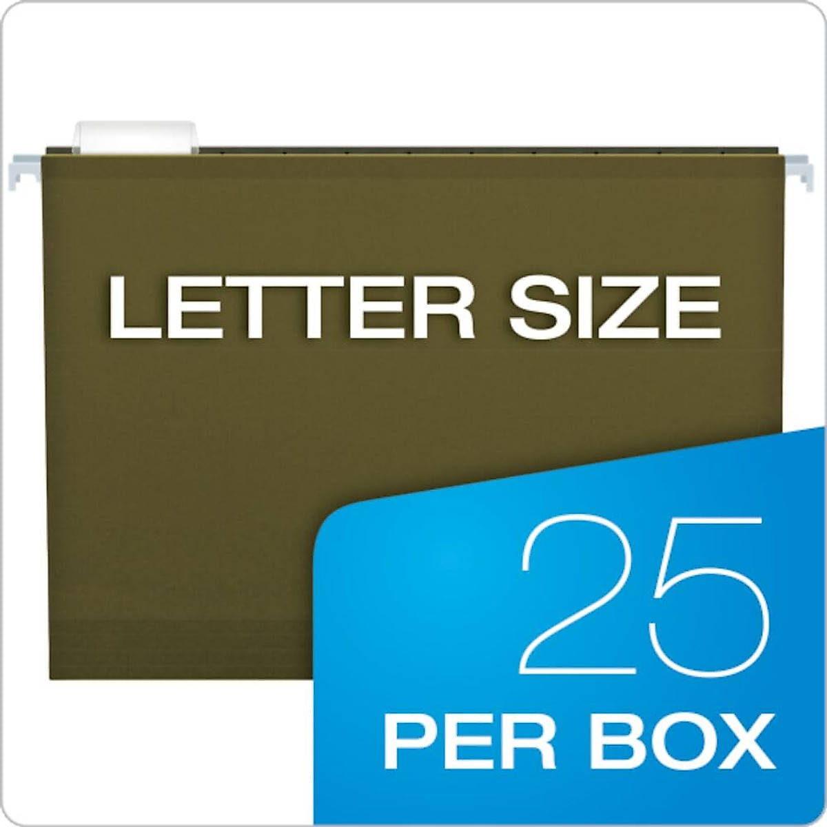 Pendaflex Extra Capacity Reinforced Hanging File Folders, 2", Letter Size, Standard green, 1/5 Cut, 25/BX (04152X2)