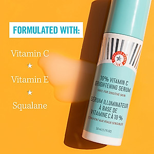 First Aid Beauty 10% Vitamin C Brightening Serum, Safe for Sensitive Skin, Helps Brighten + Visibly Firm Face + Neck, 1.7 oz
