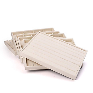 Oirlv Linen 7 Lines Ring Storage Tray Rings Showcase Display Organizer Plate