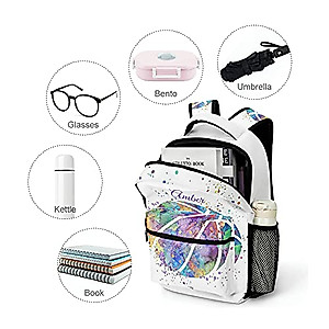 XIUCOO Basketball Watercolor Art Backpack Personalized Name Waterproof for Boys Girls Gift