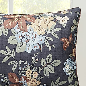 Madison Park Amelie Comforter Set - Feminine Design Colorful Floral Print, All Season Down Alternative Bedding Layer and Matching Shams, Full/Queen, Black 4 Piece