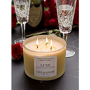 Luxury Candle | Luxe Candles | Soy & Beeswax Candles for Home | 16 oz. Large Jar 3 Wick Candle | Unique Candles | Candle Gift for Women | Bridesmaid Candle Gift