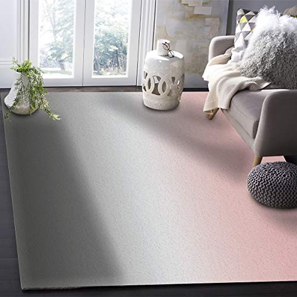 Area Rug Door Mat Gray and Pink Gradient Indoor Floor Carpet for Living Room Bedroom Home Decor Modern Contemporary Rug