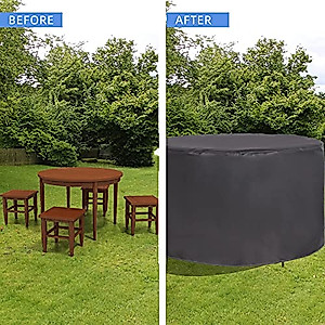 HUHJYUGE Patio Dining Table Cover Round Dust-Proof 24" D x 24" H, Patio Furniture Covers Waterproof, Garden Furniture Covers, Furniture Covers for Outdoor Seating Sectional Windproof